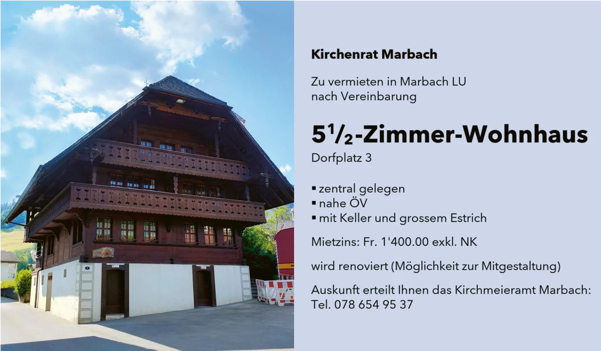 Haus zu vermieten : Aktuell : Pastoralraum Oberes Entlebuch